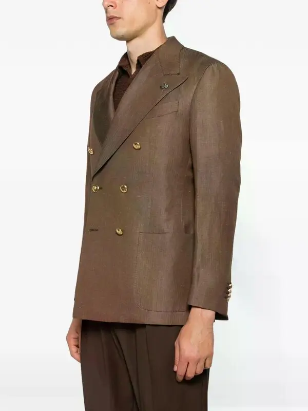 GABRIELE PASINI Double-breasted Front-pocket Blazer - Brown