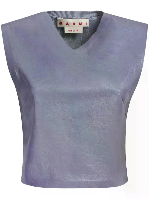 Marni Leather Cropped Top - Grey