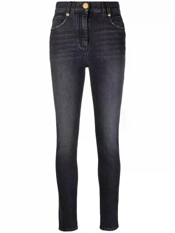 Balmain High-waisted Button-detail Denim Jeans
