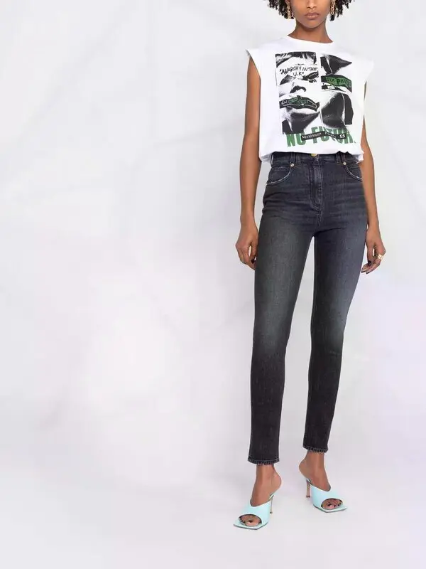 Balmain High-waisted Button-detail Denim Jeans