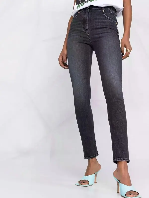 Balmain High-waisted Button-detail Denim Jeans
