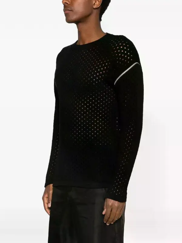 LES HOMMES Open-knit Sweater With Zip Detail