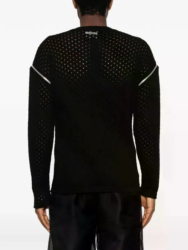 LES HOMMES Open-knit Sweater With Zip Detail