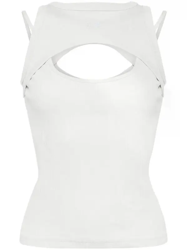 Off-White Layered Cut-out Tank Top - Neutrals