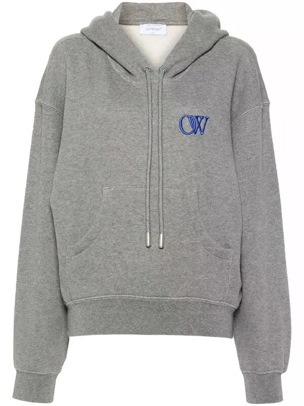 Off-White Embroidered Logo Cotton Hoodie
