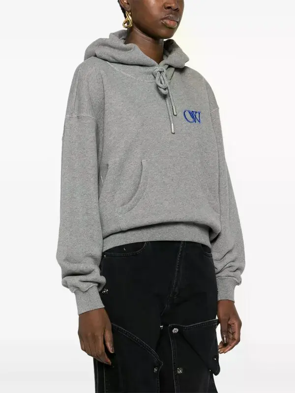 Off-White Embroidered Logo Cotton Hoodie