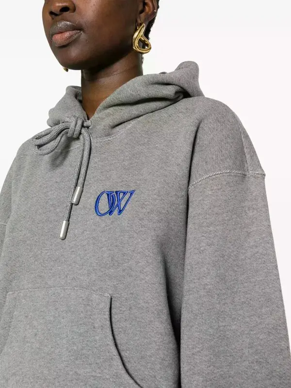 Off-White Embroidered Logo Cotton Hoodie