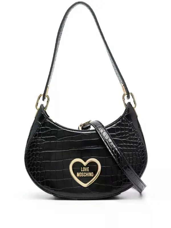 Moschino Logo-lettering Crocodile-effect Shoulder Bag