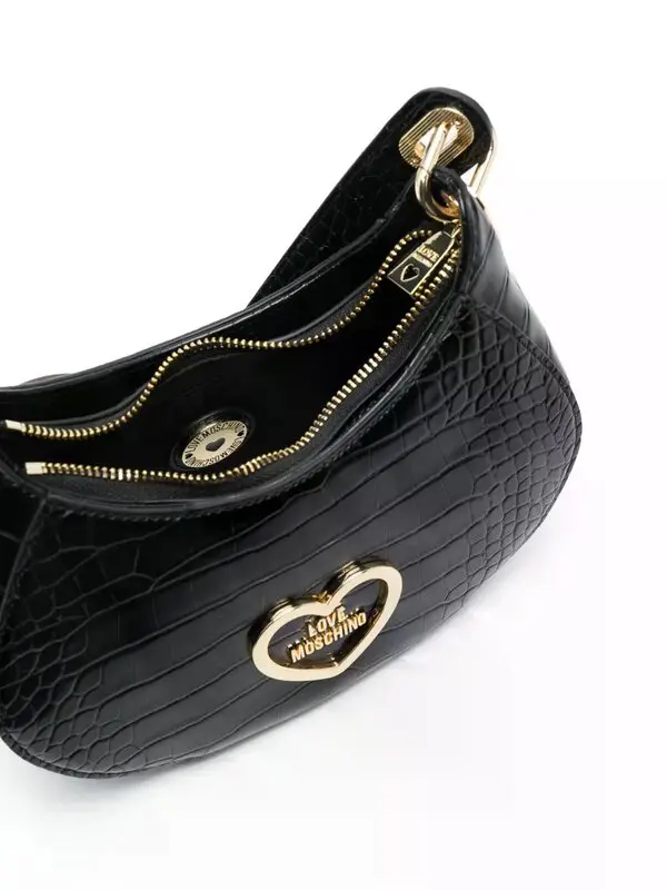 Moschino Logo-lettering Crocodile-effect Shoulder Bag