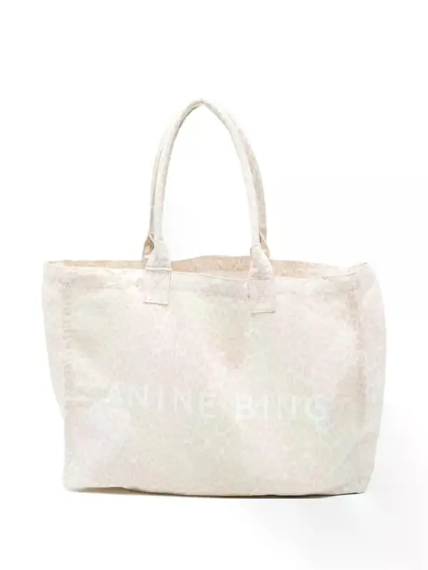 ANINE BING Leopard Print Canvas Tote Bag