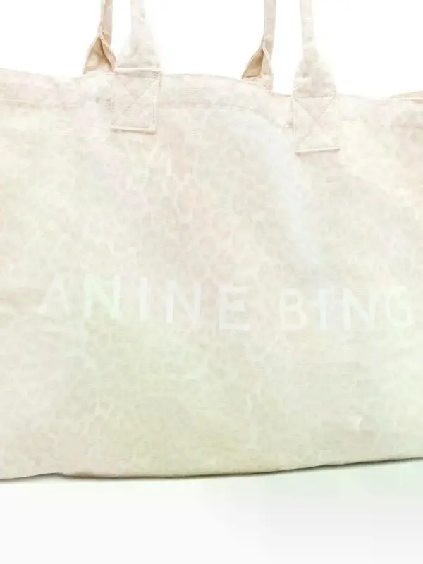 ANINE BING Leopard Print Canvas Tote Bag