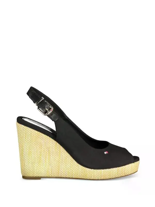 Tommy Hilfiger Slingback Wedge Sandals - Black