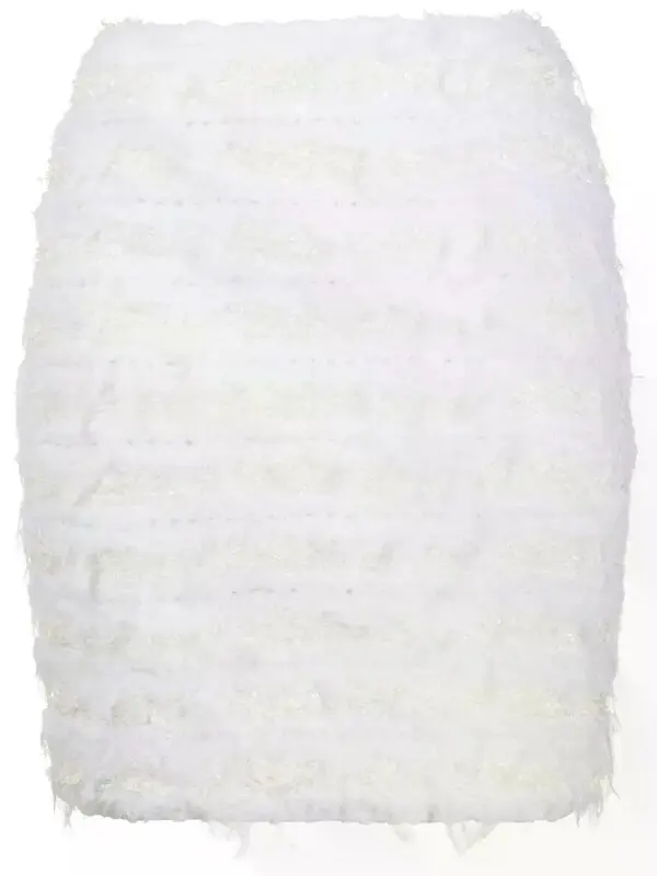 Balmain Fitted Tweed Mini Skirt - White