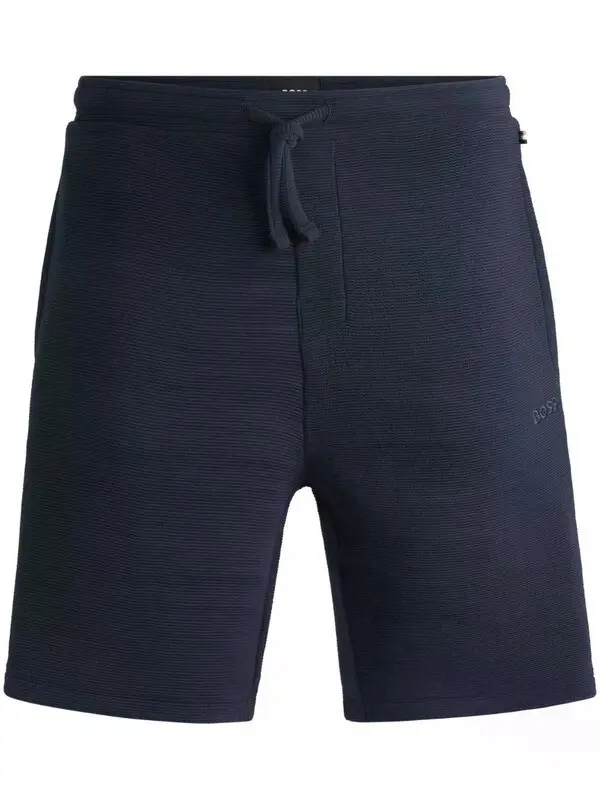 BOSS Logo-embroidered Pajama Shorts - Blue