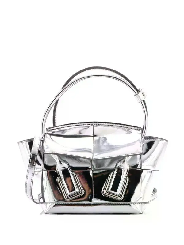 Bottega Veneta Arco Intrecciato Leather Mini Shoulder Bag - Silver