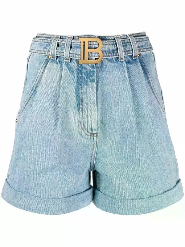 Balmain Belted High-waist Shorts