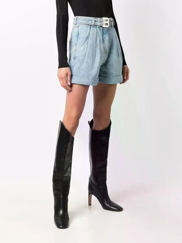Balmain Belted High-waist Shorts