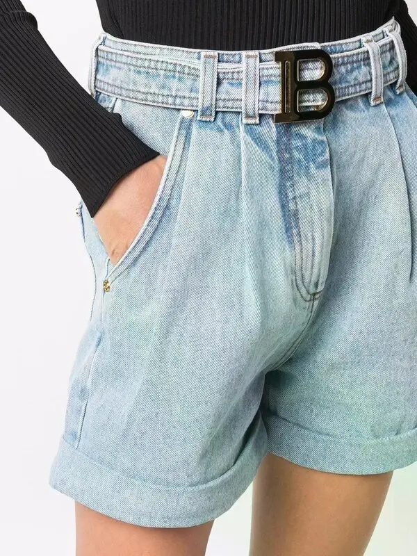 Balmain Belted High-waist Shorts