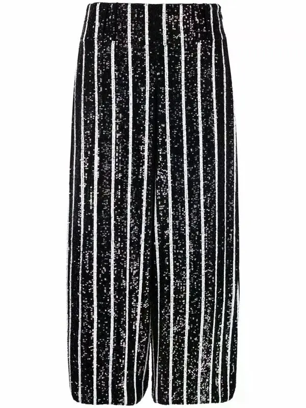 Balmain Sequin-embellished Wide-leg Trousers