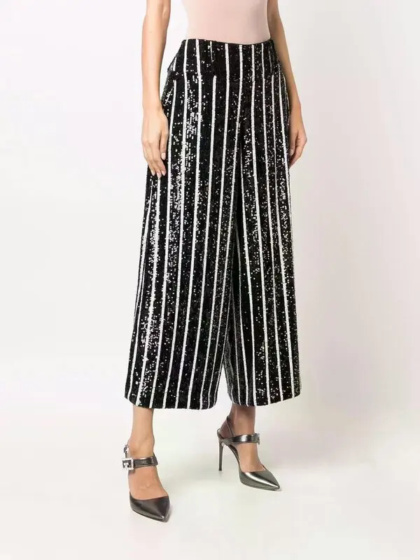 Balmain Sequin-embellished Wide-leg Trousers