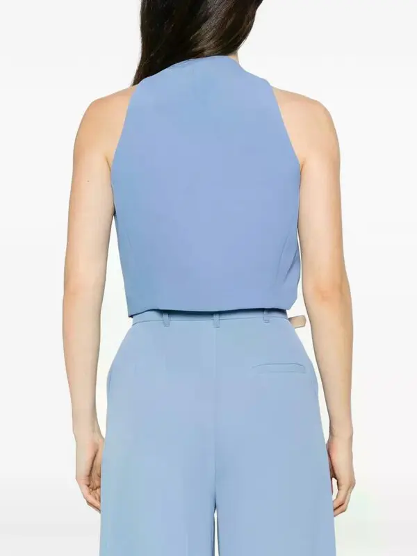 Imperial Floral Appliqué Cropped Waistcoat - Blue