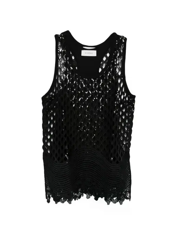 Sportmax Sequin-embellished Open-knit Sleeveless Top
