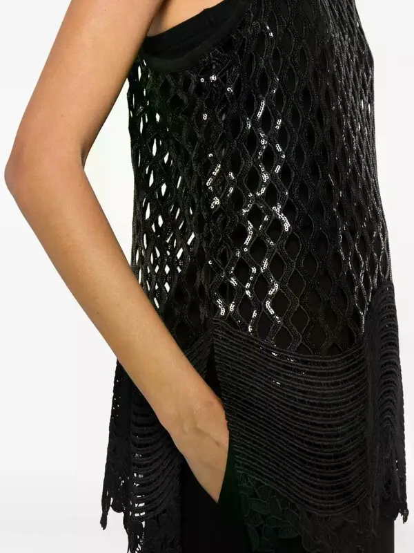 Sportmax Sequin-embellished Open-knit Sleeveless Top
