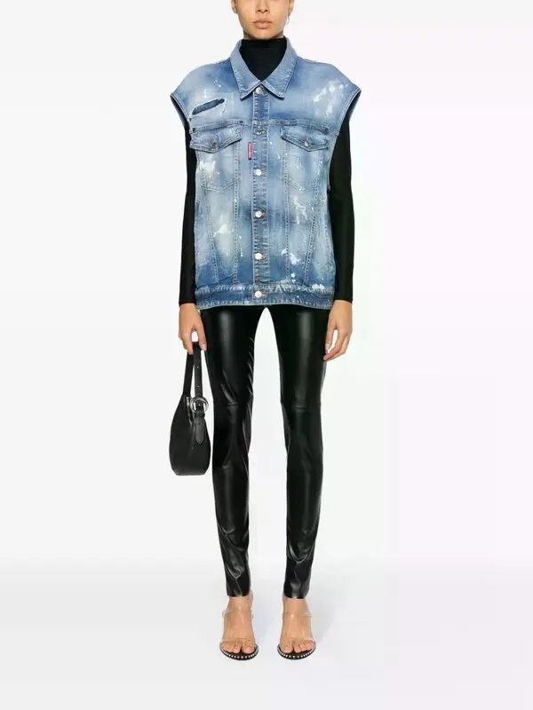 Dsquared2 Paint Splatter Denim Vest