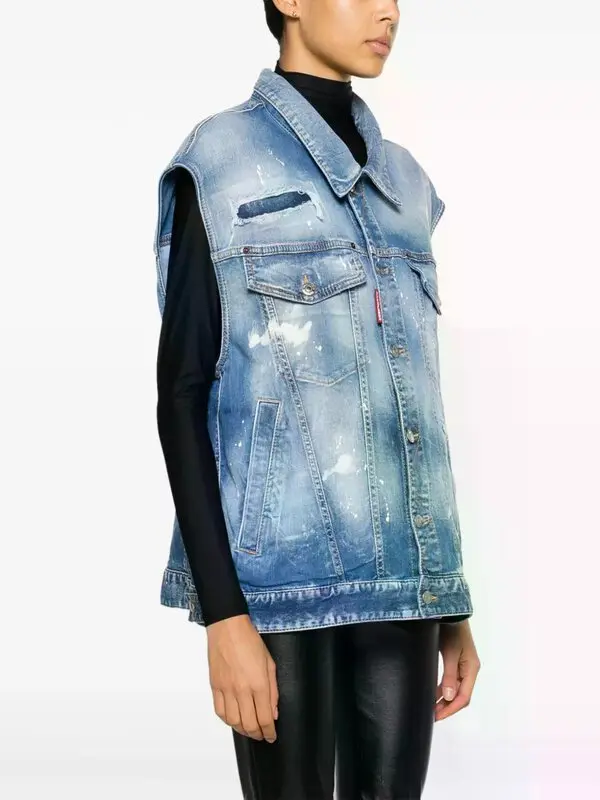 Dsquared2 Paint Splatter Denim Vest