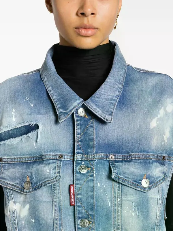 Dsquared2 Paint Splatter Denim Vest