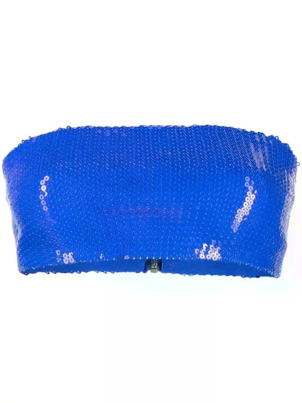 David Koma Sequin-embellished Strapless Crop Top - Blue