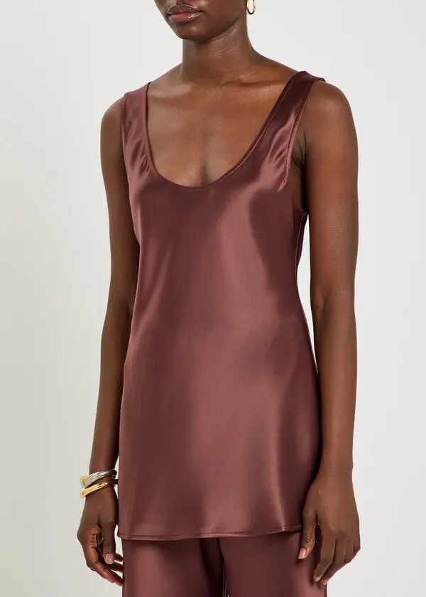 Shona Joy Savanna Scoop-neck Satin Tank Top