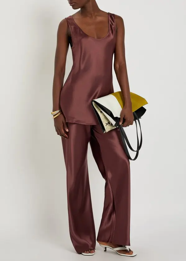 Shona Joy Savanna Scoop-neck Satin Tank Top