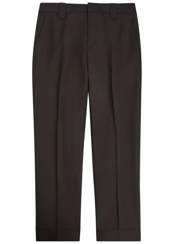 Versace Wool And Mohair-blend Trousers - Brown