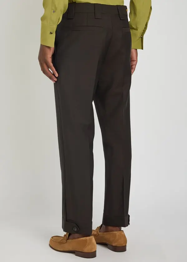 Versace Wool And Mohair-blend Trousers - Brown
