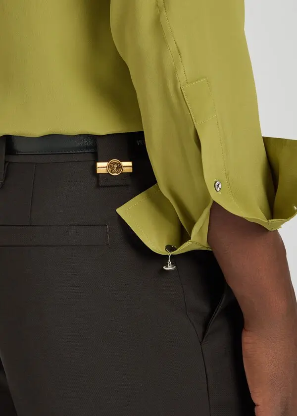 Versace Wool And Mohair-blend Trousers - Brown