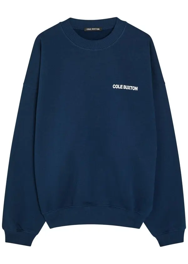 COLE BUXTON Sportswear Logo-print Cotton Sweatshirt - Navy