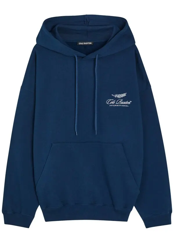COLE BUXTON International Hooded Logo-embroidery Cotton Sweatshirt - Navy