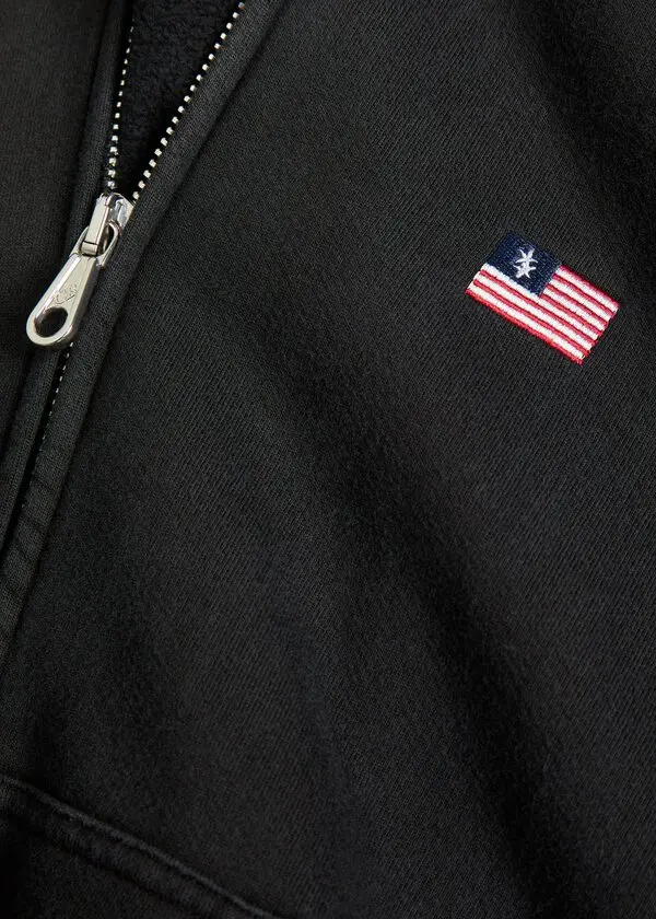 COLE BUXTON Embroidered Cotton Zip Up Hoodie