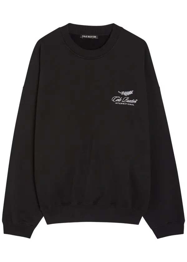 COLE BUXTON International Logo-embroidery Cotton Sweatshirt - Black