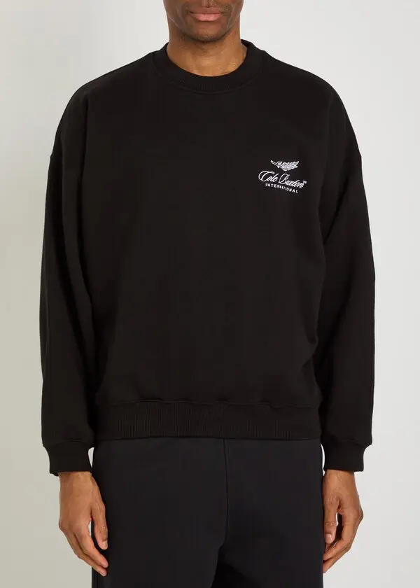COLE BUXTON International Logo-embroidered Cotton Sweatshirt - Black