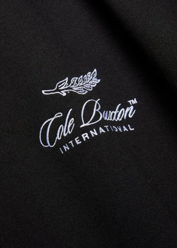 COLE BUXTON International Logo-embroidered Cotton Sweatshirt - Black