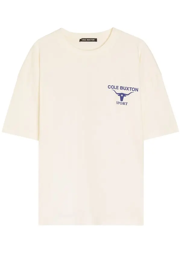 COLE BUXTON Longhorn Printed Cotton T-shirt - White