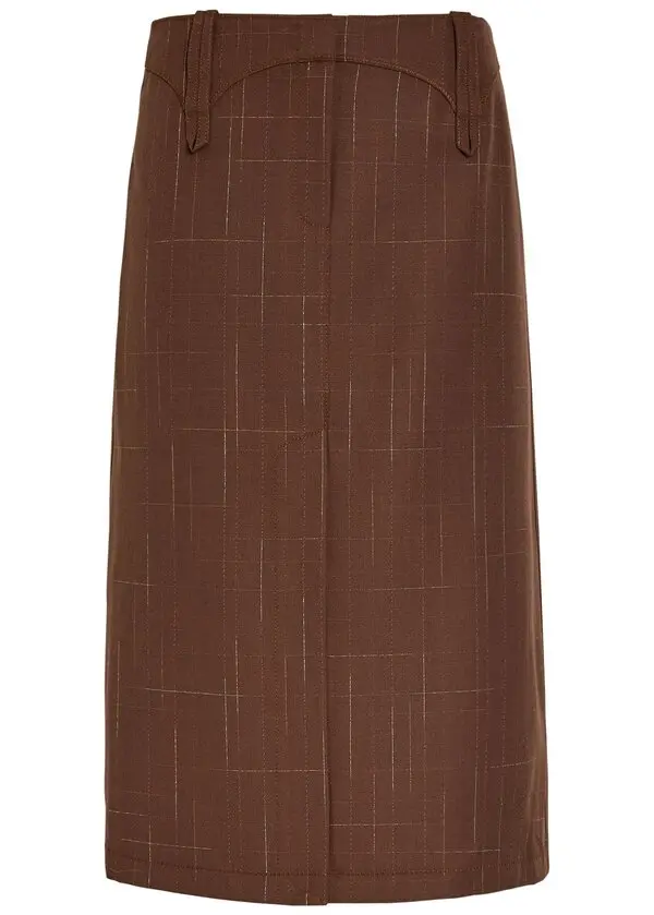 Tory Burch Wool-blend Midi Skirt - Brown