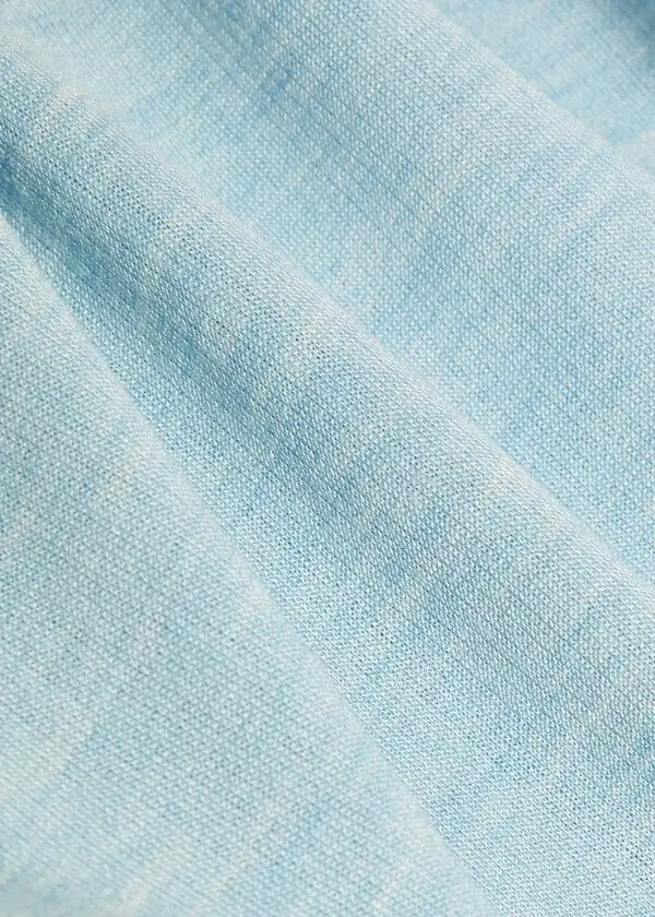 Tory Burch Distressed Silk-blend Polo Top - Light Blue