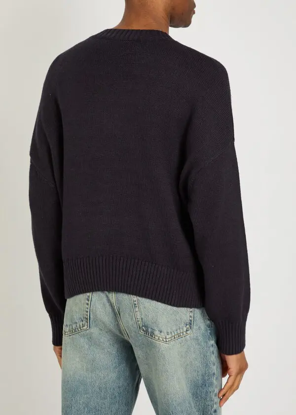 COLE BUXTON Intarsia Fine-knit Cotton Jumper