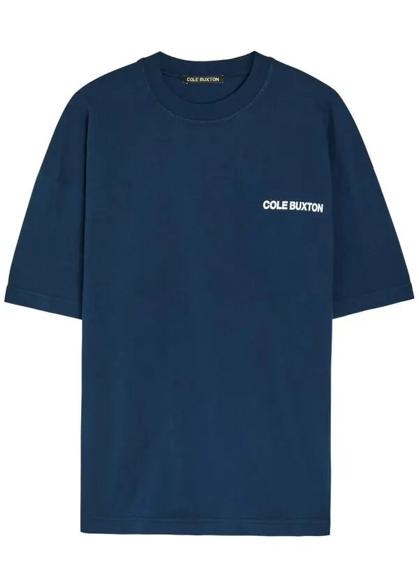 COLE BUXTON Logo-print Cotton T-shirt - Navy