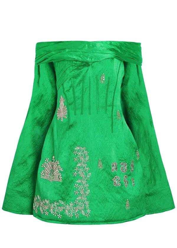 Erdem Embellished Off-the-shoulder Mini Dress
