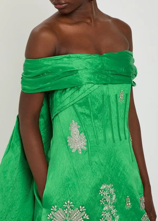 Erdem Embellished Off-the-shoulder Mini Dress