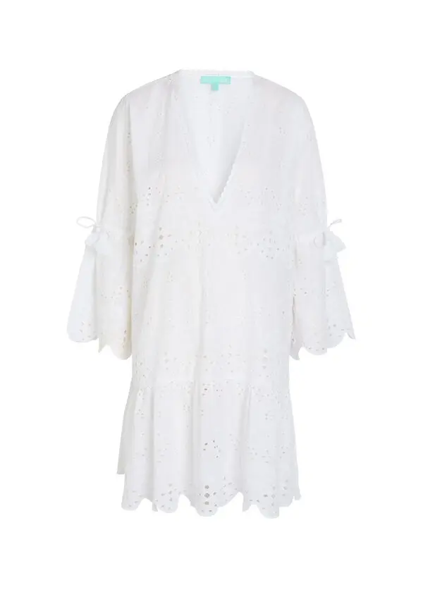 Melissa Odabash Embroidered Mini Cotton Dress - White